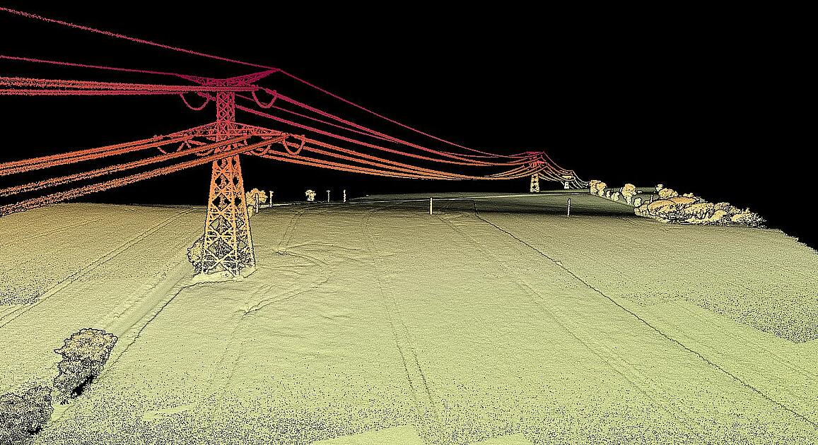 View a Power Line Point Cloud from the Longer Range Drone Lidar ...